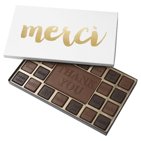 Graphic Merci Chocolate Box - Gold | Zazzle.com