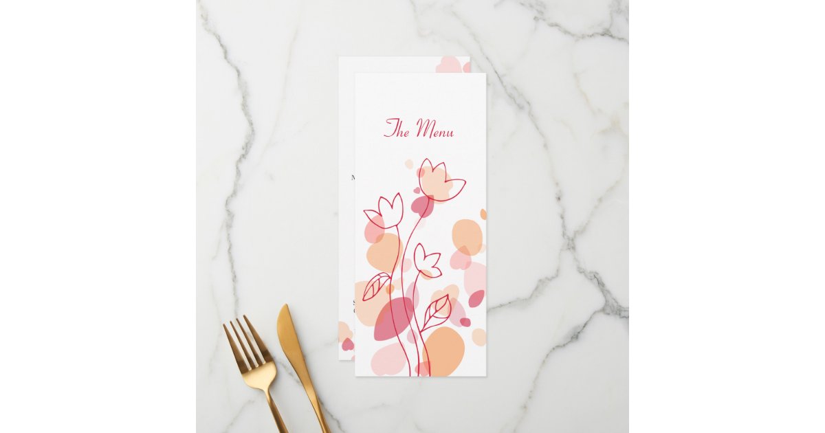 Graphic modern flower petals dinner menu | Zazzle
