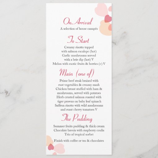 Graphic modern flower petals dinner menu | Zazzle
