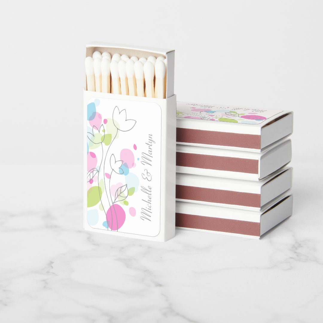 Graphic modern flower petals name or names event matchboxes | Zazzle