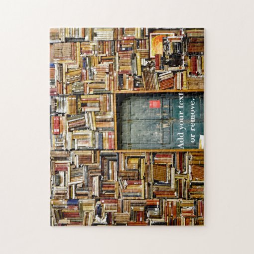 Graphic photograph: Wall of books in a library, Jigsaw Puzzle | Zazzle