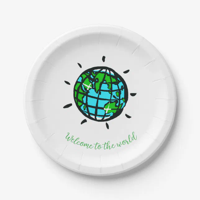 Graphic Planet Earth - Baby shower- Party Paper Plates | Zazzle