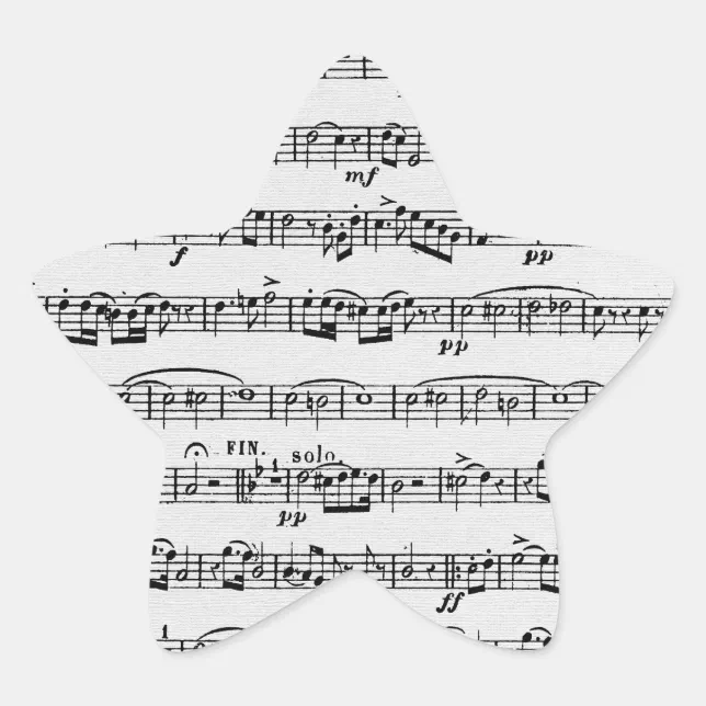 Graphic Sheet Music design Star Sticker | Zazzle