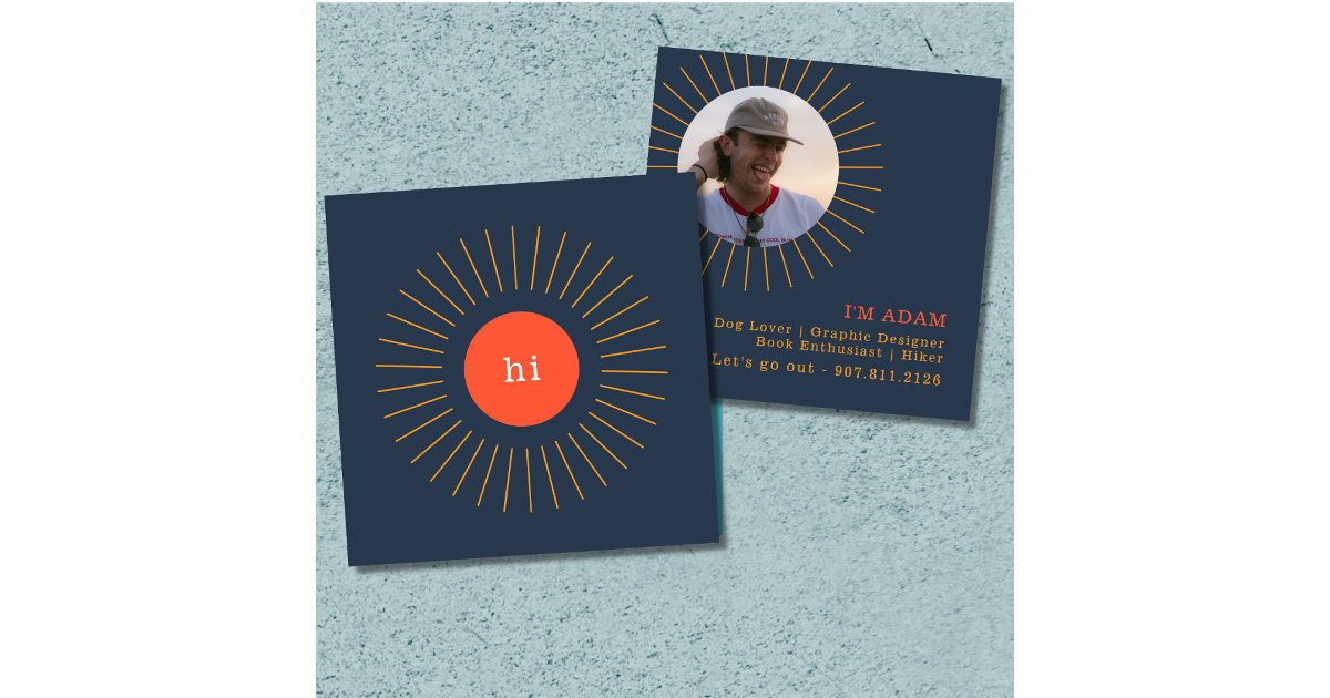 Graphic Sun Hello | Dating Business Cards | Zazzle