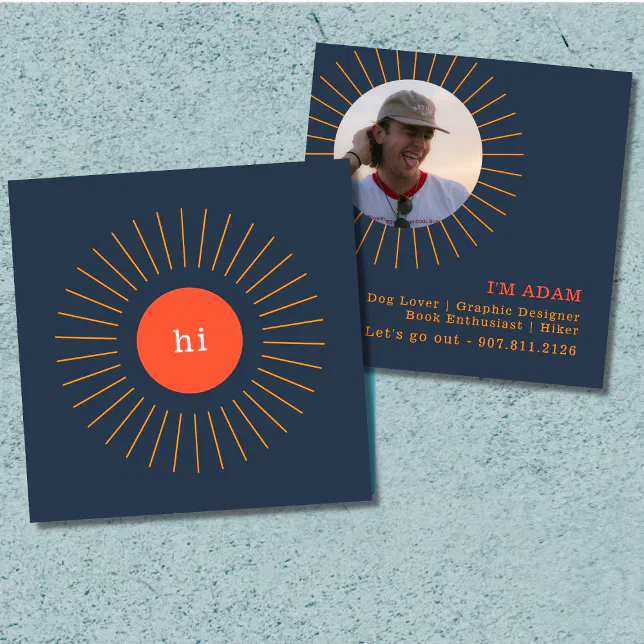 Graphic Sun Hello | Dating Business Cards | Zazzle