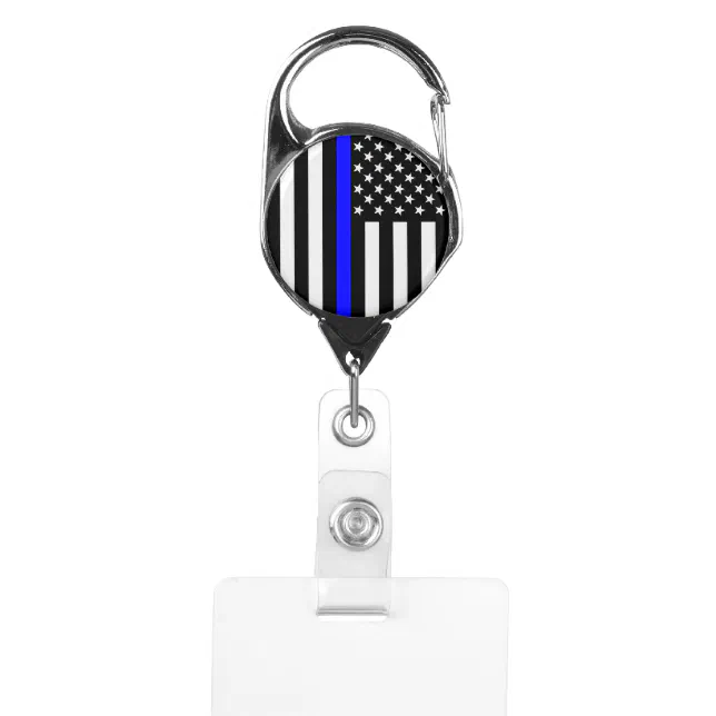 Graphic Thin Blue Line Display US Flag Badge Holder | Zazzle