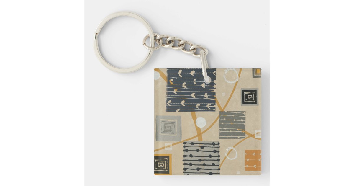 Graphic Tiles Keychain | Zazzle