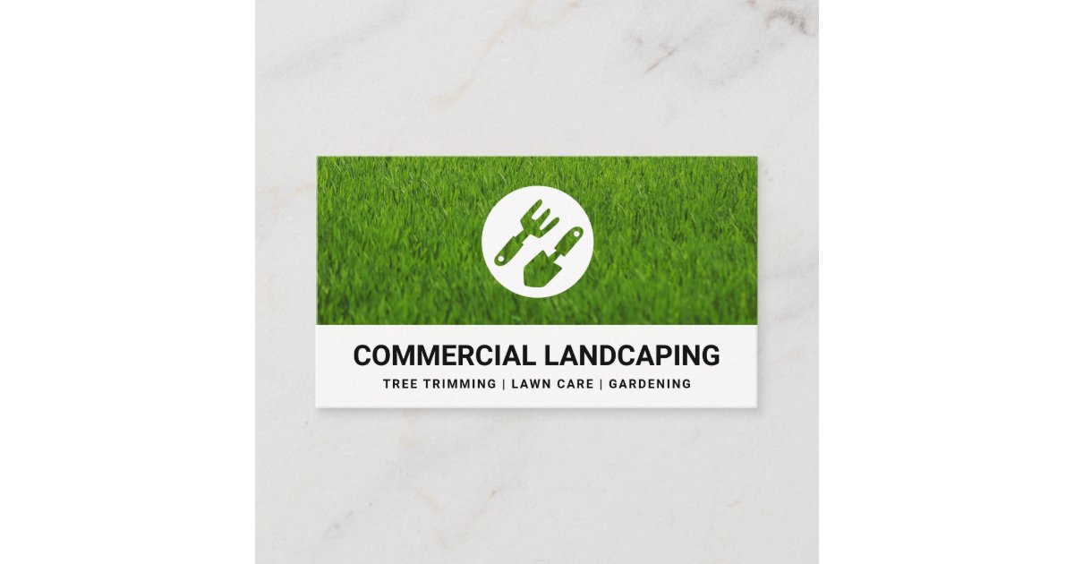 Grass Background | Gardening Tools Business Card | Zazzle