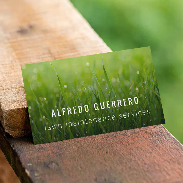 Grass Photo Lawn Care Gardener Landscaping Business Card | Zazzle