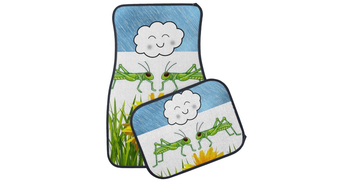 Grasshopper Clouds Grass Car Floor Mat | Zazzle