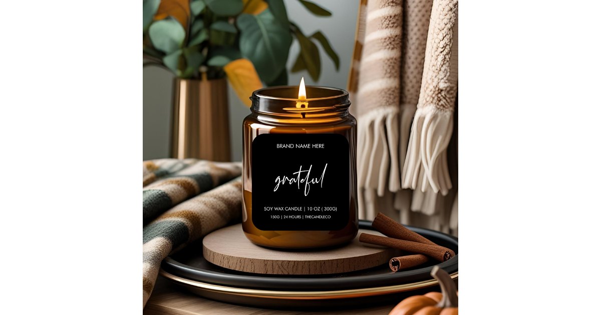 Grateful Fall Candle Label Sticker | Custom | Zazzle