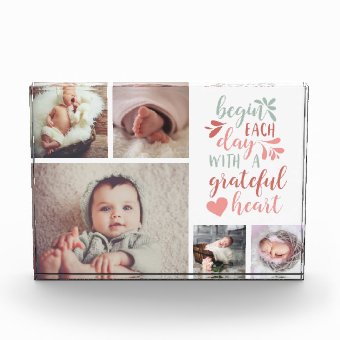 Grateful Heart Photo Collage Block | Zazzle