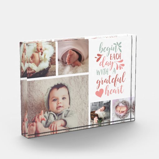 Grateful Heart Photo Collage Block | Zazzle