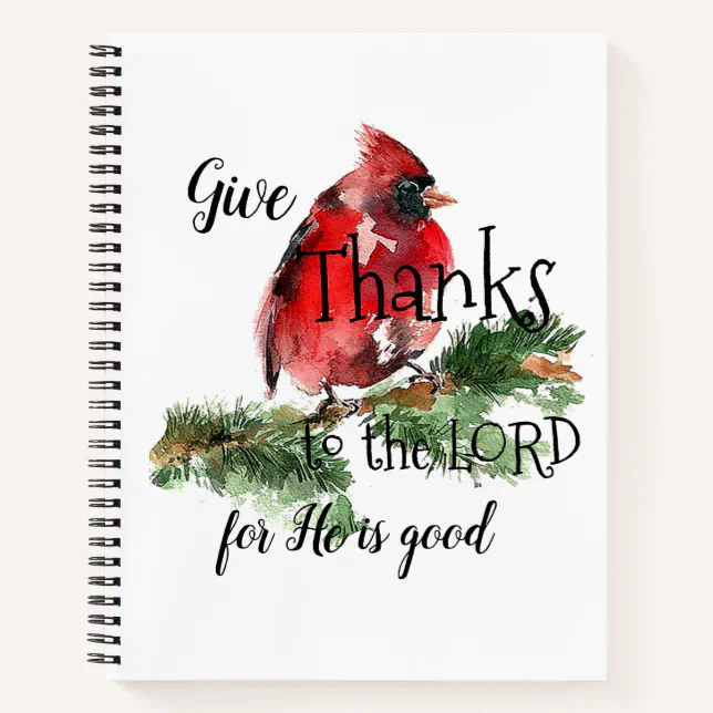 "Grateful Heart" Watercolor Cardinal Journal | Zazzle