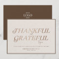 Grateful Modern Elegant Typography Chic Business Holiday Card | Zazzle