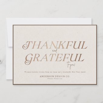 Grateful Modern Elegant Typography Chic Business Holiday Card | Zazzle