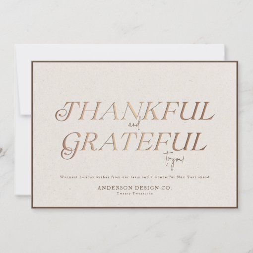 Grateful Modern Elegant Typography Chic Business Holiday Card | Zazzle
