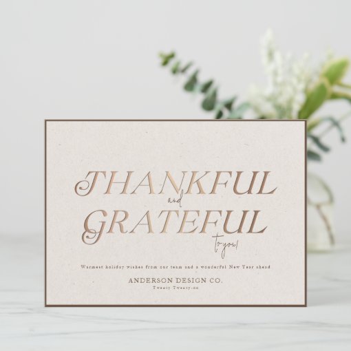 Grateful Modern Elegant Typography Chic Business Holiday Card | Zazzle