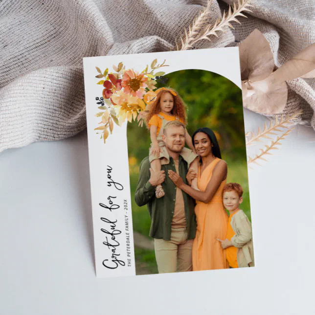 Grateful, photo thanksgiving greeting card | Zazzle