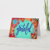 Grateful Pretty Inspirational Hearts Floral Fun Card | Zazzle