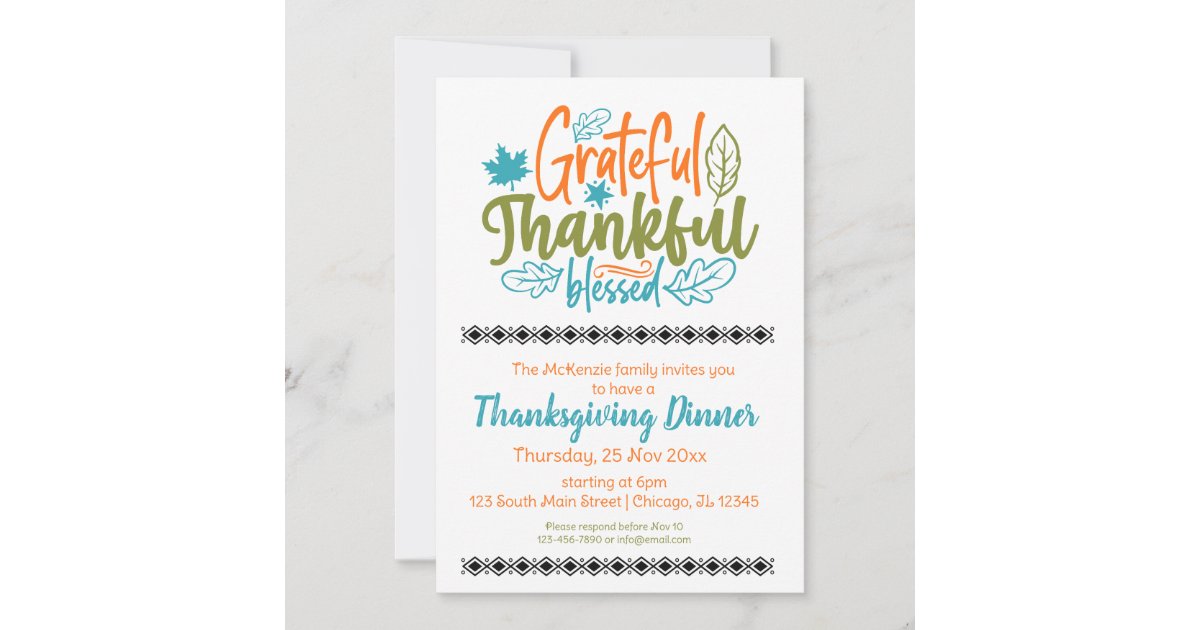 Grateful thankful blessed invitation | Zazzle