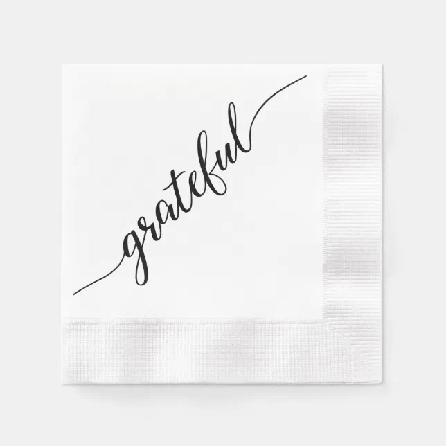 Grateful | Thanksgiving Script font with long tail Napkins | Zazzle