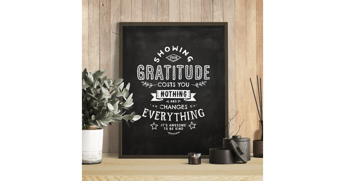Gratitude Changes Everything Inspirational Quote Poster | Zazzle