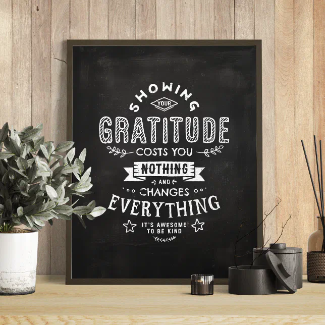 Gratitude Changes Everything Inspirational Quote Poster | Zazzle