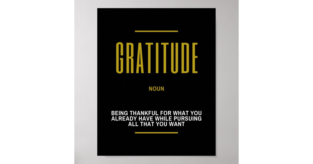 Gratitude Inspirational Quote On Success Poster | Zazzle