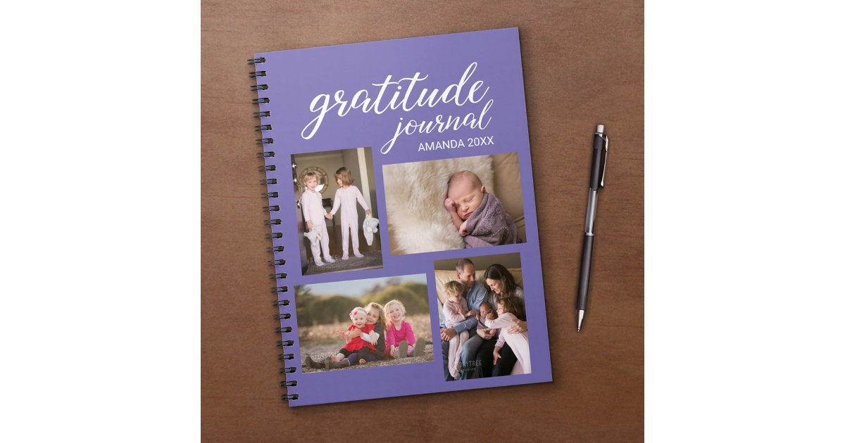 Gratitude Journal 4 Photo Collage on Lavender | Zazzle
