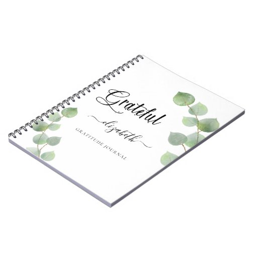 Gratitude journal eucalyptus greenery script | Zazzle