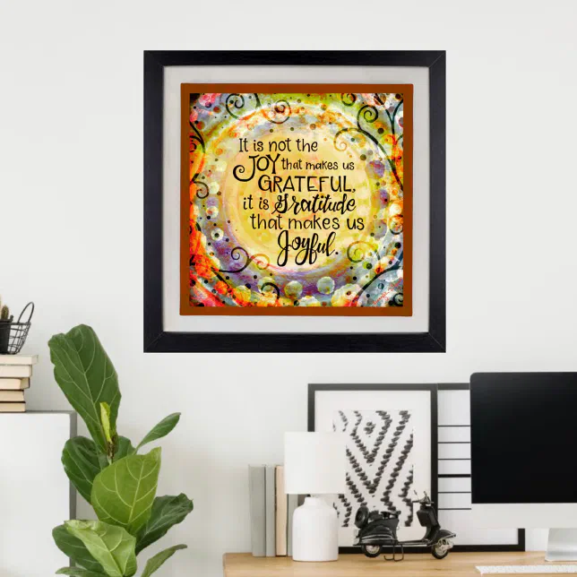 Gratitude Makes us Joyful Quote Inspirivity Poster | Zazzle