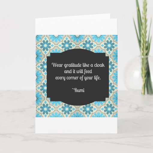 Gratitude Rumi Quote Card | Zazzle