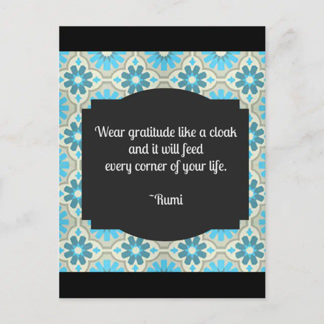 Gratitude Rumi Quote Postcard | Zazzle