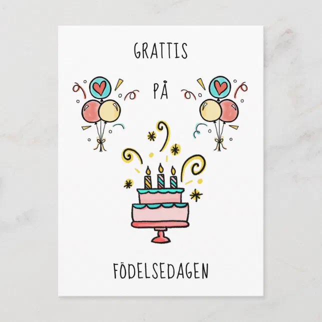 Grattis på födelsedagen | Happy Birthday Postcard | Zazzle