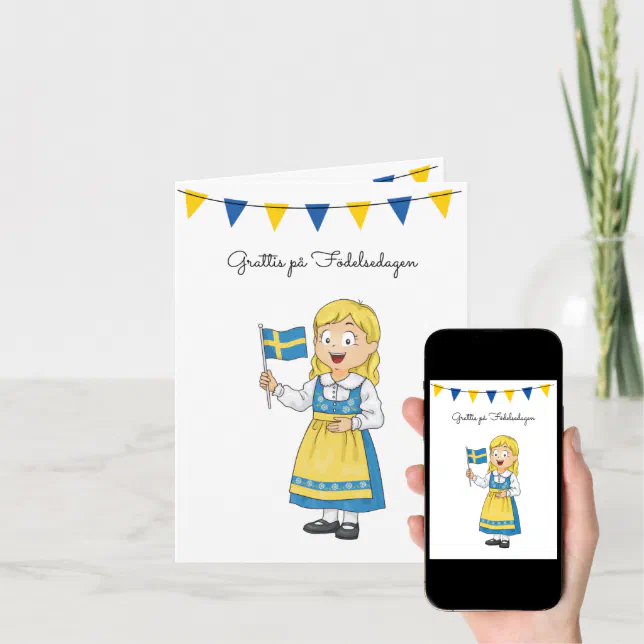 Grattis på Födelsedagen Swedish Birthday Card | Zazzle
