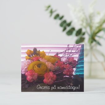 Grattis på namnsdagen, blommor kort postcard | Zazzle