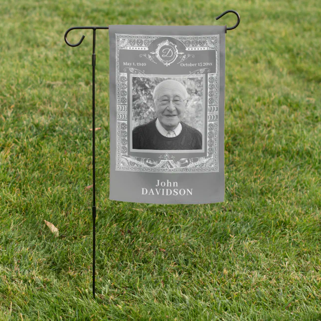 Grave Site Memorial Photo Grey Garden Flag | Zazzle