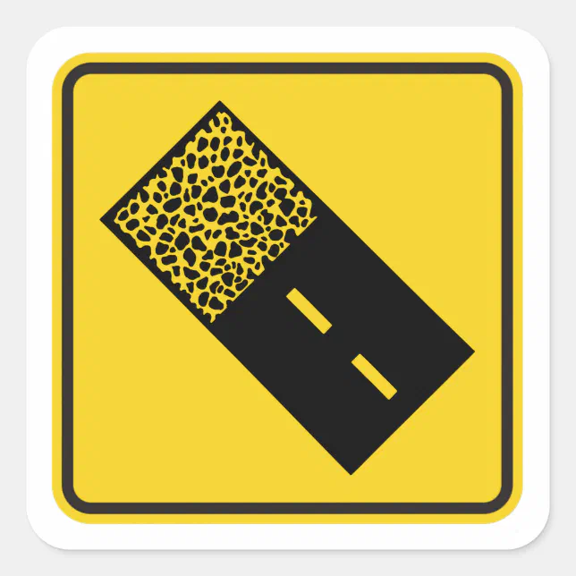 Gravel Road Sign Square Sticker | Zazzle