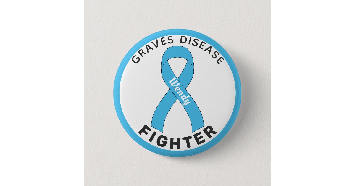 Graves Disease Fighter Ribbon White Button | Zazzle
