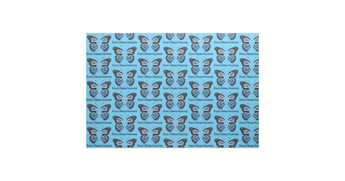 Graves Disease with Butterfly Awareness Ribbon Fabric | Zazzle