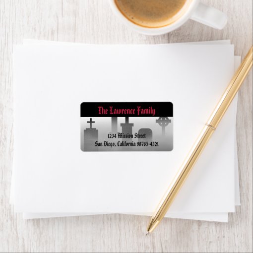 Graveyard fog creepy cemetery Halloween address Label | Zazzle