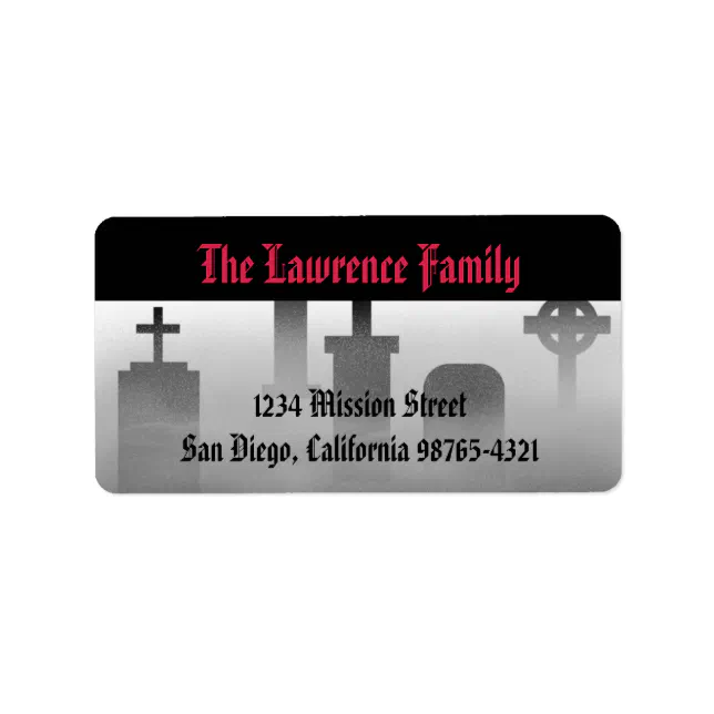 Graveyard fog creepy cemetery Halloween address Label | Zazzle
