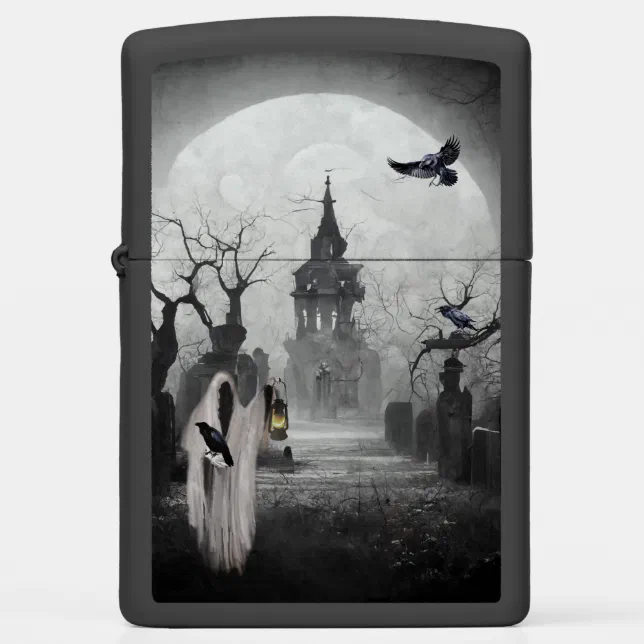 Graveyard, Gate Keeper, Full Moon and Ravens Zippo Lighter | Zazzle