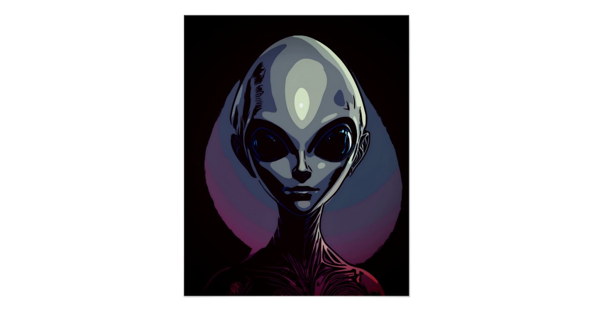 Gray Alien Extraterrestrial Art Poster | Zazzle