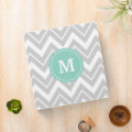 Gray and Aqua Chevron Custom Monogram Binder | Zazzle