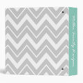 Gray and Aqua Chevron Custom Monogram Binder | Zazzle