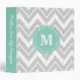 Gray and Aqua Chevron Custom Monogram Binder | Zazzle