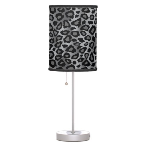 Gray and Black Leopard Animal Print Table Lamp | Zazzle
