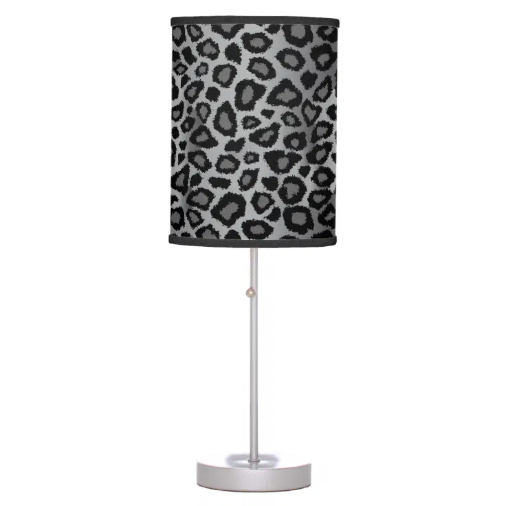 Gray and Black Leopard Animal Print Table Lamp | Zazzle